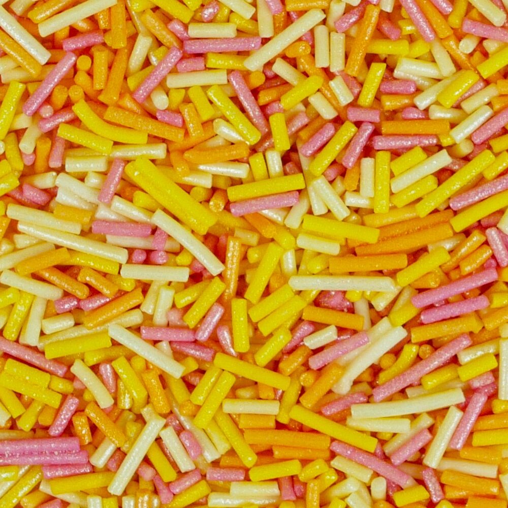 Pink, Orange, Yellow, White Glitter Sugar Strand Mix - Cake Décor Group Ltd